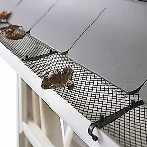 Plastic Gutter Guard Mesh Roof Gutter Protection Screen Roll Leaf Filter Gutter Cover Guard Mesh Protector Roof Leaf Guard No Hooks (0.4m x 4m=(1.3Ft x 13.1Ft), Black)
