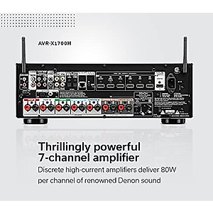 Denon AVR-X1700H 7.2ch 8K Home Theater Receiver with 3D Audio, Voice Control, and HEOS Built-in (Factory Certified Refurbished)