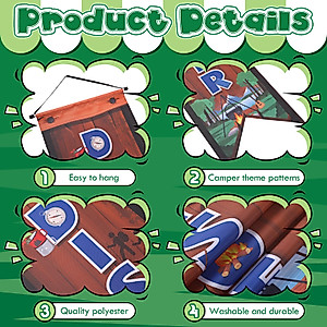 Chiisong 3 Pcs Camping Party Banners Camping Door Porch Sign Camping Party Decoration Camper Adventure Sign Welcome Camping Banner for Camping Theme Birthday Party Classroom Campsite Decorations