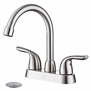 3 Hole, 4-Inch, 2-Handle Bathroom Sink Faucet, Brushed Nickel Bathroom Faucet, Lead-Free Faucet for RV Bathroom Faucet