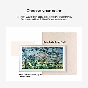 SAMSUNG 75” The Frame TV Customizable Bezel, Magnetic, Quick and Easy Installation, VG-SCFC75SGMZA, 2023, Sand Gold Metal