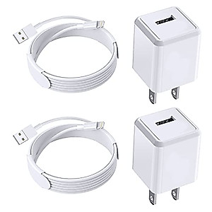 iPhone Charger [Apple MFi Certified] 2 Pack Apple iPhone Charging Lightning Cable Data Sync Cord with USB Wall Charger Block Box Travel Plug Adapter for iPhone 14/13/Pro/Max/XR/X/Xs/Max/8/Plus/AirPod