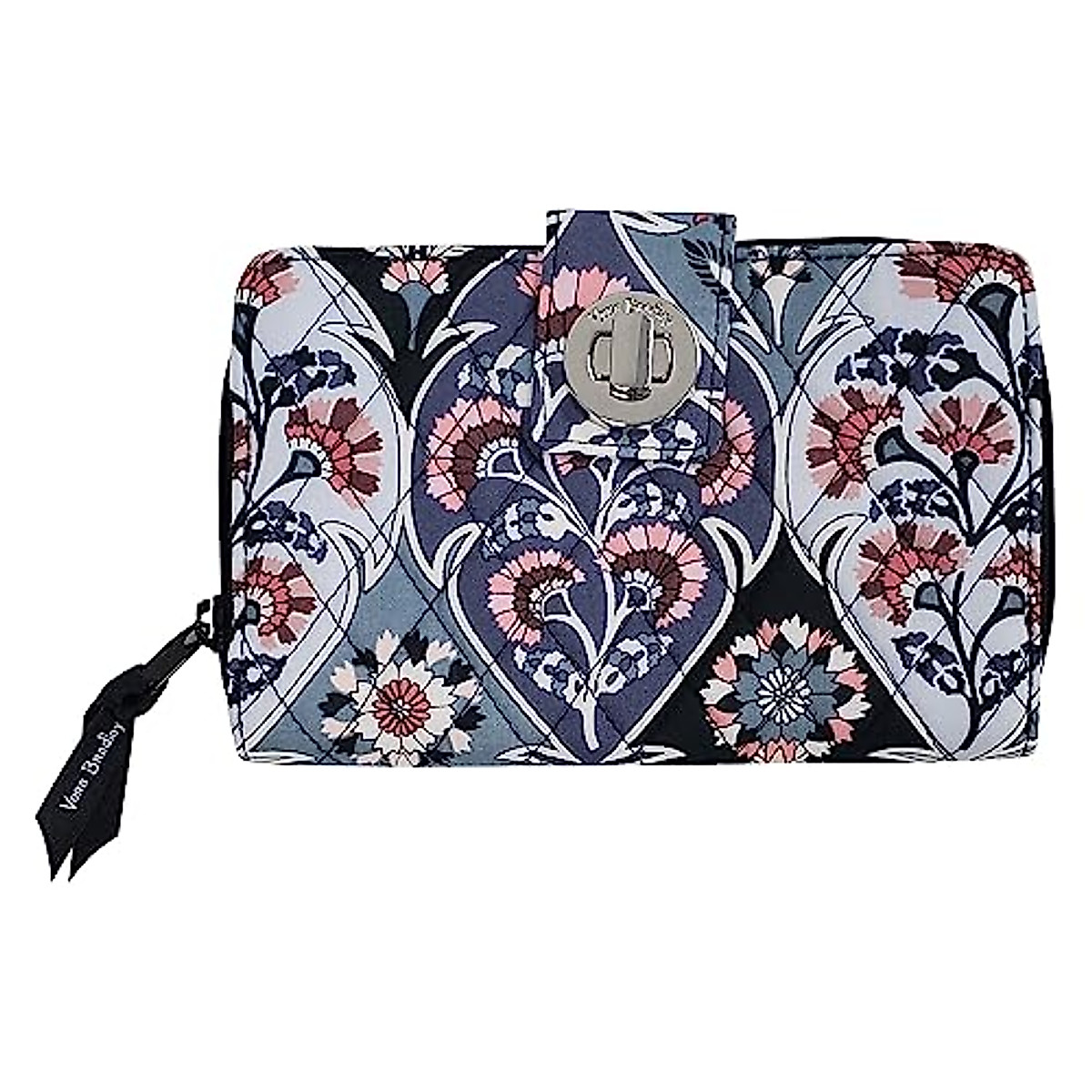 Vera Bradley Women's Cotton Turnlock With RFID Protection Wallet (Ornate Blooms, One Size)
