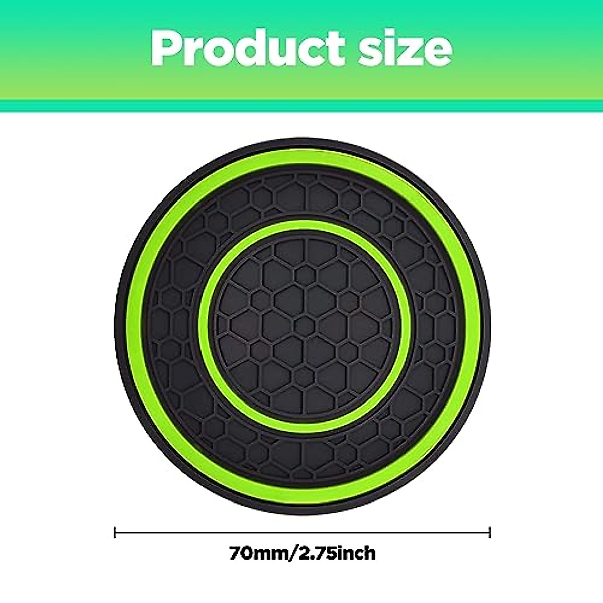 2 PCS Car Cup Holder Coaster,Car Coasters Cup Mats,2.75 Inch Universal Car Cup Coasters,Non-Slip Anti Dust Mats Cup Holder Insert Coaster, Suitable for Most Car Interior (Green)