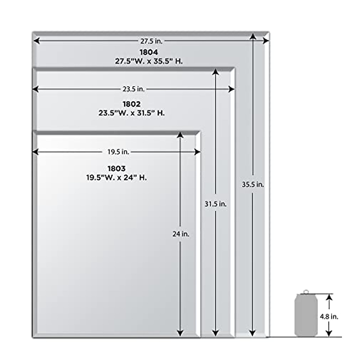 Gatco 1802 Bathroom Wall Mirror, 32"H x 24"W Modern mirror for Living Room, Vanity, Slim Design Beveled Frameless Large Rectangle mirror - Hangs Horizontal or Vertical with Easy Mount Safety Bracket