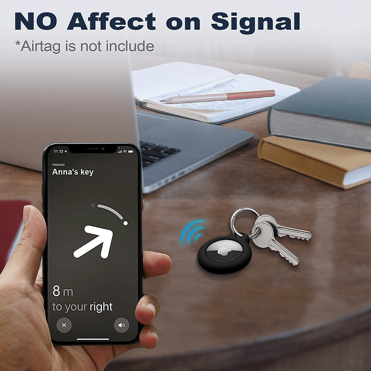 MOLOSLEEVE Airtag Holder Air Tag Case with Keychain, Anti-Scratch Airtags Key Chain for Apple Air Tags, Airtag Accessories for GPS Item Finder Tracker, Black