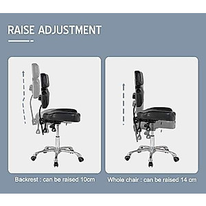 TULLY Tattoo Master Chair Heavy Duty Metal Rolling Base Professional Hydraulic Stool Adjustable Height 18”-24”, Black
