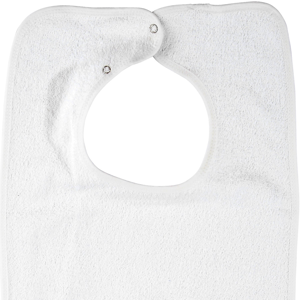 White Washable Adult Bib-Terry Cloth with Snap Closure (White)