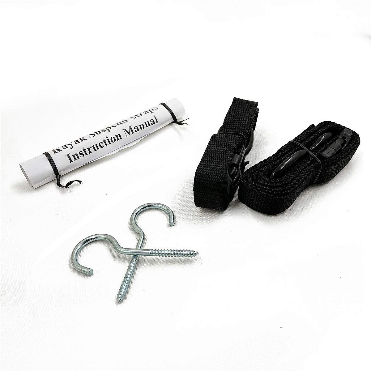 HTTMT- Single Kayak Wall Hanger Storage Strap Garage Canoe Hoists55 lb Capacity for Indoor/Outdoor Room Wall Strap Hanger Mounting [P/N: KAYAK-W06-BK]