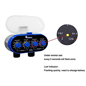 Yardeen Watering Hose Sprinkler Timer Garden Irrigation System Controller Electronic Water Timer with Two Outlets Color Blue