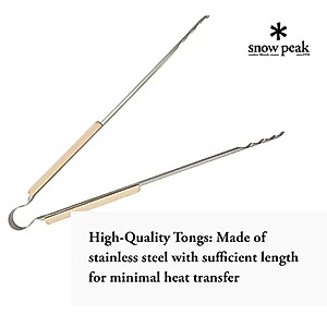 Snow Peak Barbecue Tongs - Sturdy & Durable Grilling Tools - Stainless Steel - 7.6 oz