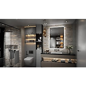 TETOTE 24 x 36 Inch LED Mirror Backlit Bathroom,Anti-Fog Mirror with Light,Dimmable,CRI90+,IP54 Water Proof,Wall Mounted Vanity Lighted Mirror,Horizontal/Vertical