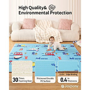 Joypony Baby Play Mat 79" X 71", Extra Large Foldable Play Mats for Babies and Toddlers, Waterproof & Anti-Slip Portable Baby Floor Mat for Tummy Time, Foam Baby Mat for Floor with Travel Bag