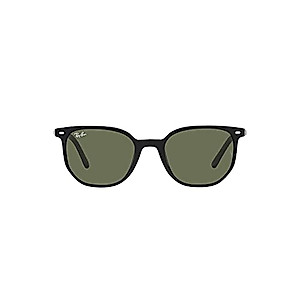 Ray-Ban RB2197 Elliot Square Sunglasses, Black/Green, 52 mm