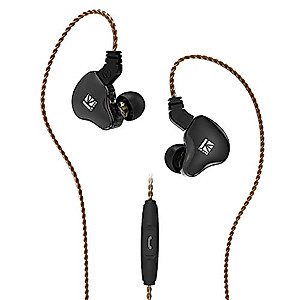 YINYOO KBEAR KS2 Earphones Stereo Bass in Ear Headphone, HiFi Over Ear Earbud in Ear for Drummers Noise Cancelling 1BA 1DD Hybrid IEM with Removable Cable for Running Walking (with mic, KS2 Black)