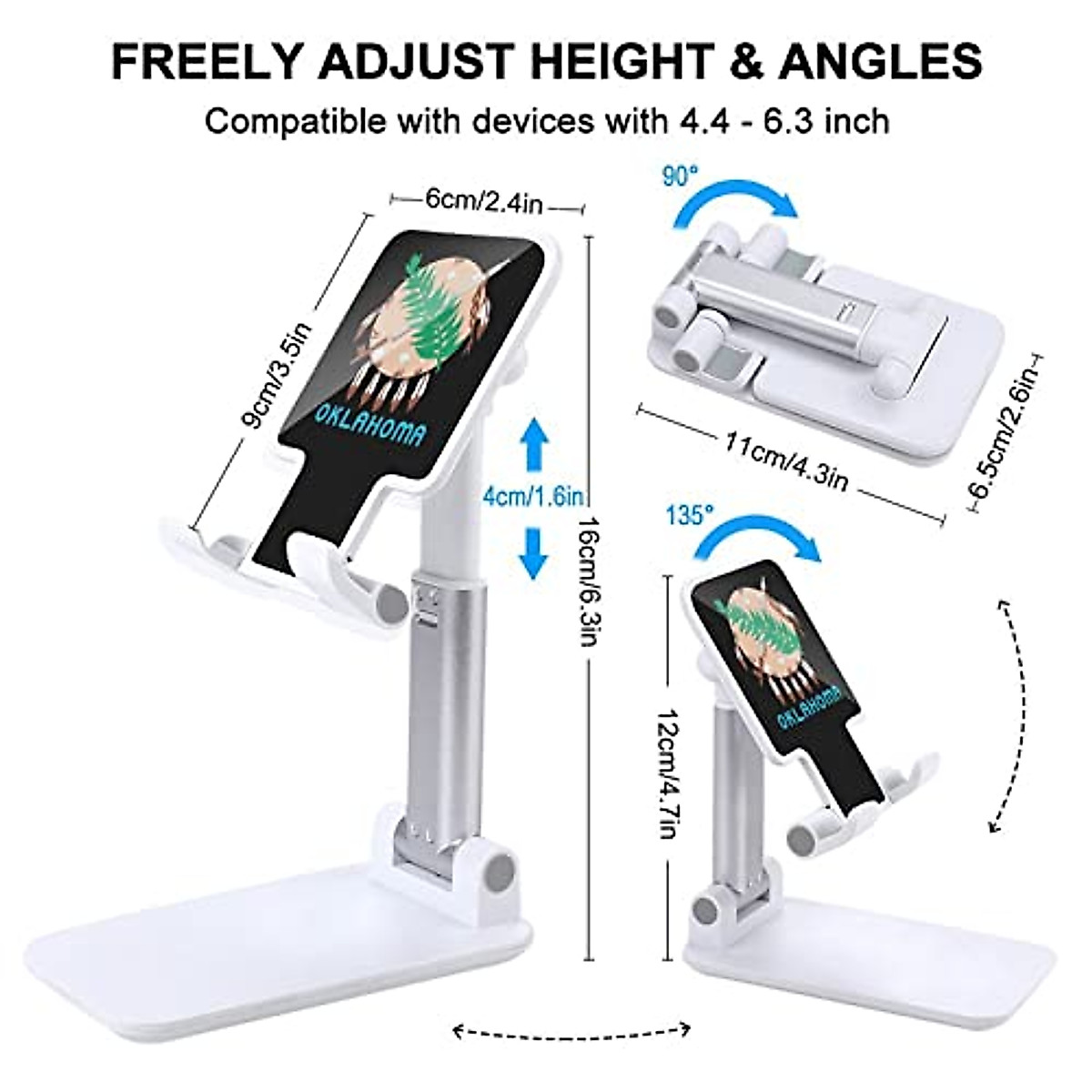 Oklahoma State Flag Foldable Desktop Cell Phone Holder Portable Adjustable Stand for Travel Desk Accessories