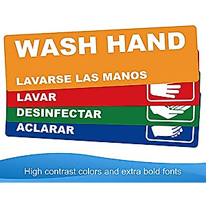 Wash, Rinse, Sanitize Handwash Sink Labels, Heavy Duty 3 Compartment Sink Waterproof Sticker Signs for Wash Station, Commercial Kitchens, Restaurant, Food Trucks, Busing Stations and Dishwashing