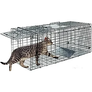 Live Animal Trap Cage Humane Cat Trap Rabbit Trap Humane Mouse Trap Live Traps for Raccoons Small Animal Trap Squirrel Traps Outdoor Groundhog Trap, 24'' Steel Humane Release Rodent Cage