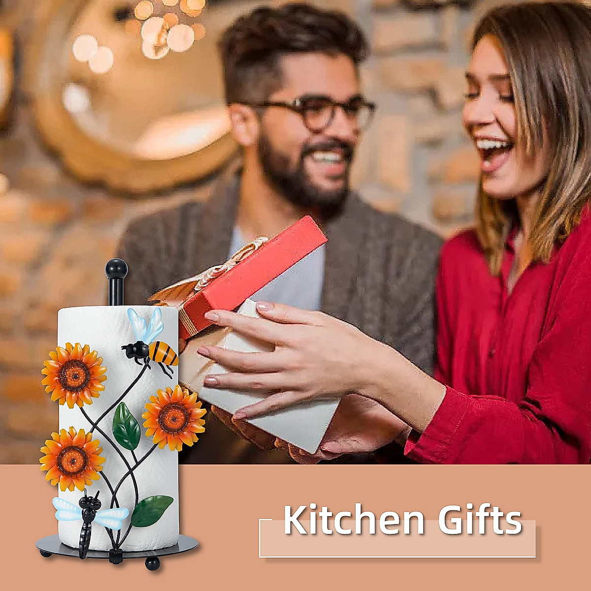 Sunflower Paper Towel Holder Countertop- DyPinYise Sunflower Kitchen Accessories Decor Yellow Kitchen Decorations Towel Stand Gifts for Women, Christmas, Bathroom