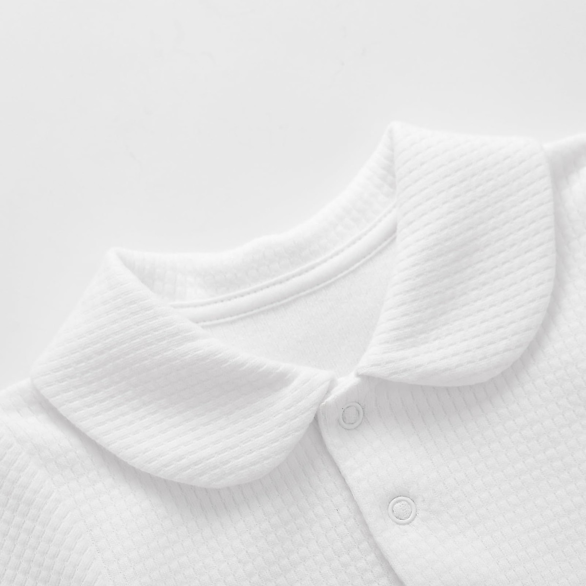 pureborn Unisex Baby Boys Girls Jumpsuit Long Sleeve Cotton Baptism Outfit One-Piece Christening Romper Waffle White 12-18 Months