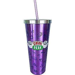 Spoontiques Friends Stainless Steel Steel Cup with Straw, 24 Oz,18262