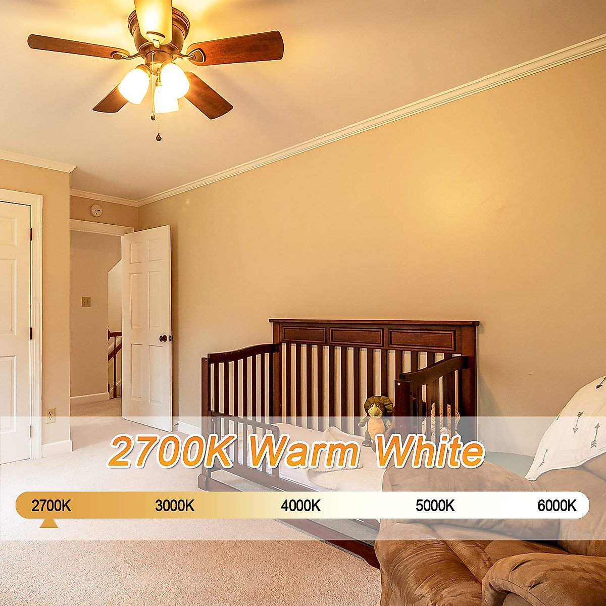 Marxlait 4 Pack E12 Ceiling Fan Light Bulbs, 60W Equivalent, Warm White 2700K, Small Base LED Candelabra Light Bulb, Bright A15 LED Bulb, 120V, Non-dimmable