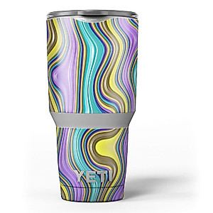 Design Skinz Bright Purple Teal and Mustard Yellow Color Waves - Skin Decal Vinyl Wrap Kit Compatible with The Yeti Rambler Cooler Tumbler Cups
