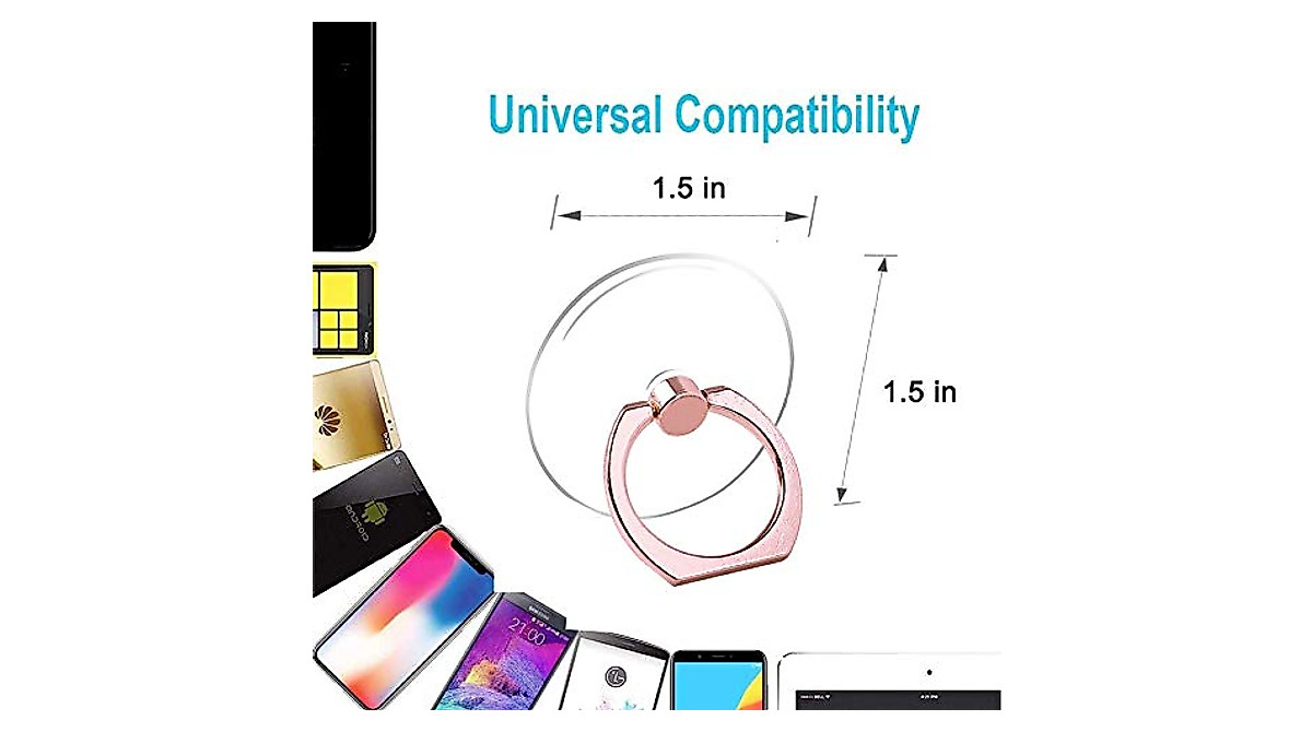 Cell Phone Ring Holder Stand with 360° Rotation & Transparent Design