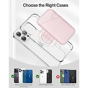 Miroddi for MagSafe Wallet, Magnetic Wallet Card Holder for iPhone 15/14/13/12 Series, 0.12" Invisible Ultra-Thin Magnetic Phone Wallet, 2 Independent Card Slot, Vegan Leather, Pink