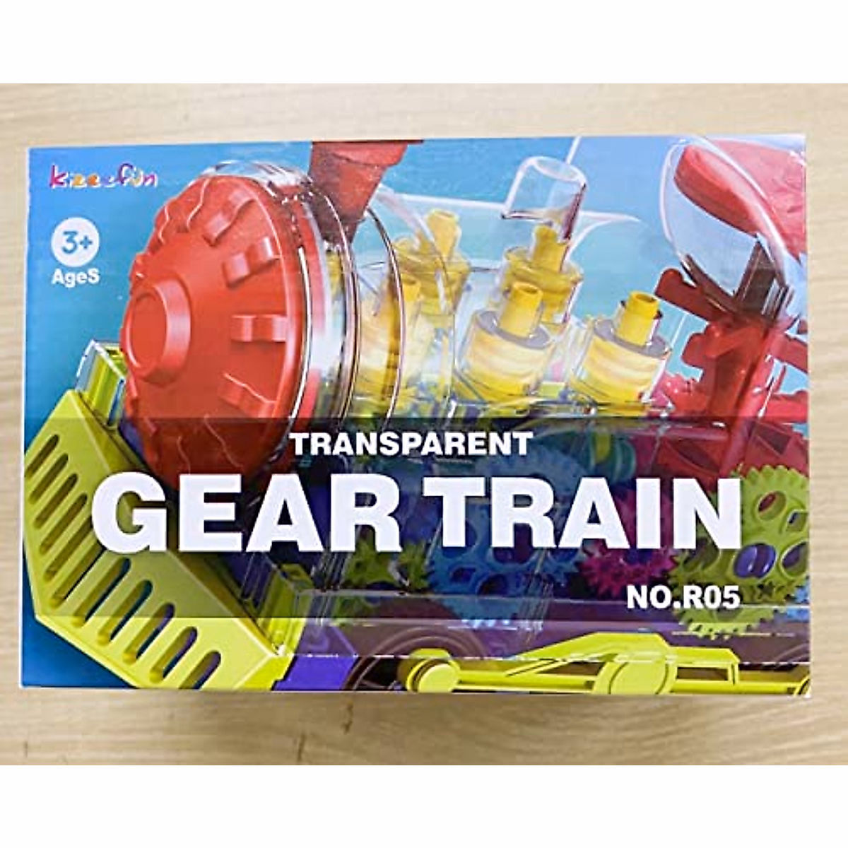 Kizeefun Light Up Train Toy for Toddlers: Transparent Gear Car Toy for Kids with Cool Light and Music Educational Crawling Toys for Baby Boys and Girls
