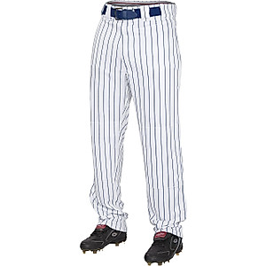 Rawlings PRO 150 Series Game/Practice Baseball Pant | Youth Medium | Pinstripes - White/Navy | Relaxed Fit
