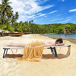 Giantex Chaise Folding Chair Adjustable Beach Patio Lounge Recliner, Beige