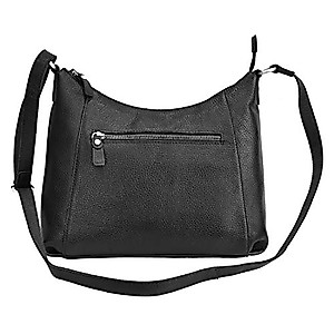 Zinda Genuine Leathers Women's Handbag Top Zip Hobo Shoulder Sling Crossbody (Black)