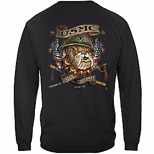 Erazor Bits US Marines US Marine Corps T Shirt - Marine Corps Tee Long Sleeve Shirts -Black X-Large