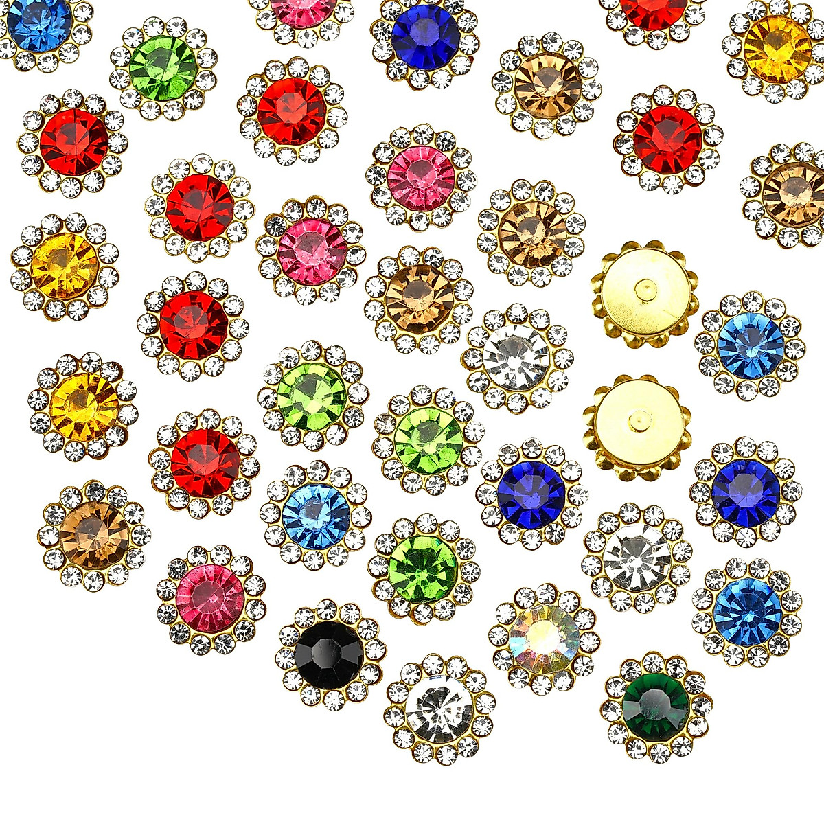 100 Pcs 12MM Sew on Rhinestones Crystals Glass Metal Base Sewing Flower Claw Rhinestones for Clothes Shoes Earring Belt Crafts Sewing Accessories (08 Mixed)