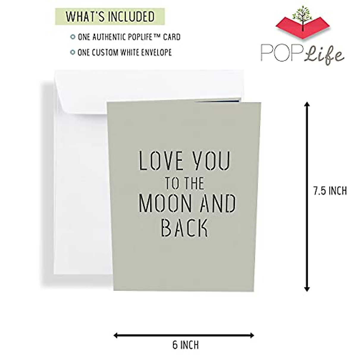 PopLife Love You to the MOON and Back 3D Pop Up Card - Valentine’s Day Card, Happy Birthday, Anniversary Surprise, Just Because, Mother's Day, Father's Day - for Husband, for Wife, for Son, for Daughter, for Mom, for Dad, for Grandson, for Granddaughter