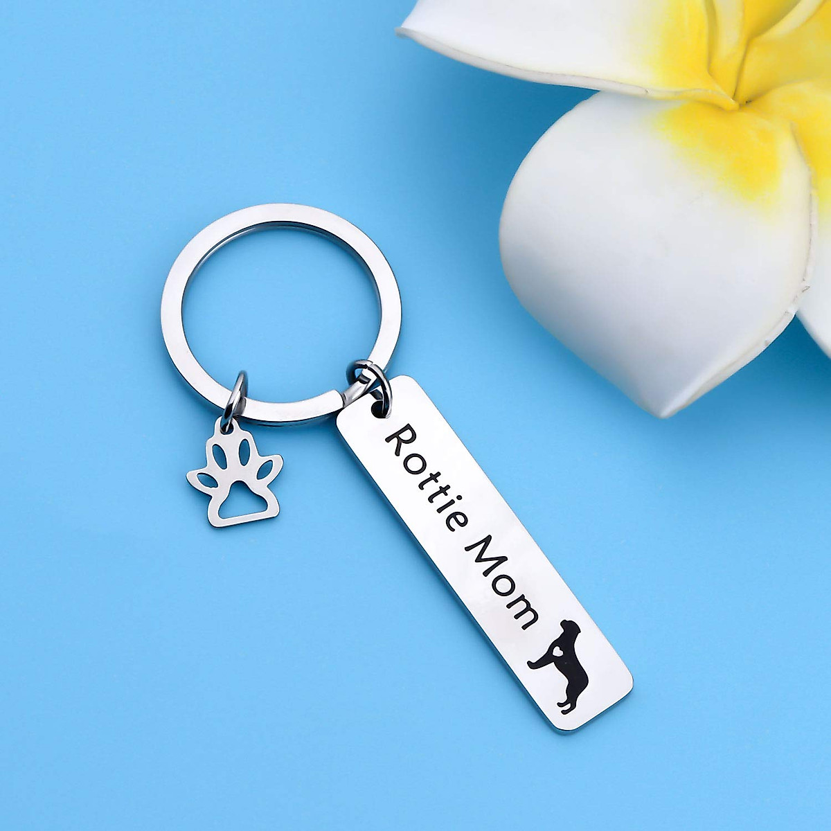 LQRI Rottweiler Rottie Mom Rottie Dad Kechain Set Pet Dog Jewelry Rottie Gift for Rottweiler Rottie Mom Dad (Rottie Mom)