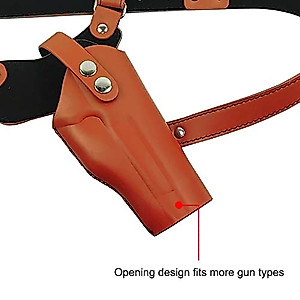 Leather Shoulder Holster, Adjustable Chest Holster Gun Harness Holster with 7 Bullet Holes for Men Women (Black)