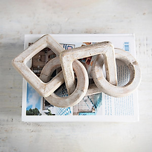 Creative Co-Op Mango Wood Chain Décor, Whitewashed, Natural