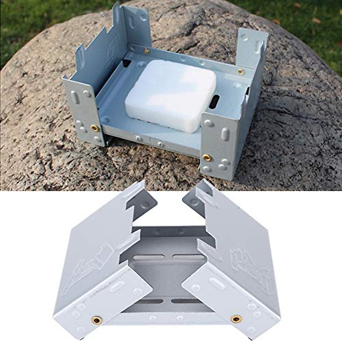 2 Pcs Spirit Stove, Solid Alcohol Fuel Stove Portable Foldable Barbecue Stove for Outdoor Camping Cooker(Stove)