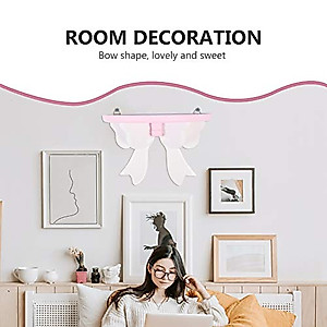 IMIKEYA Wall Mounted Floating Shelves Wooden Room Storage Shelf Bowknot Style Wall Storage Rack Bowknot Wall Decorations for Christmas Home Kitchen Supplies Pink White