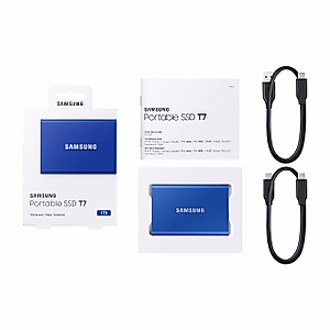 SAMSUNG SSD T7 Portable External Solid State Drive 1TB, Up to USB 3.2 Gen 2, Reliable Storage for Gaming, Students, Professionals, MU-PC1T0H/AM, Blue