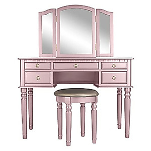 BOBKONA PDEX- Croix Collection Vanity Set With Stool, Rose Gold