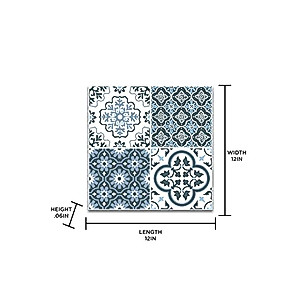 FloorPops FP2951 Myriad Peel & Stick Floor Tiles, Blue