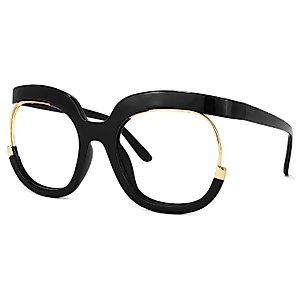 VOOGLAM Oversized Black Square Blue Light Blocking Glasses Clear Lens for Women Fredia OX739865-03
