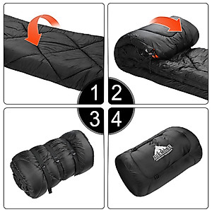 AGEMORE 0 Degree Double Sleeping Bag for Adults,Cotton Flannel Lined 2 Person Cold Weather Queen Size Sleeping Bag, Double Wide Warm Sleeping Bag for Family Winter Camping Or RV Traveling