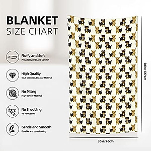 Yorkshire Terrier Cute Yorkie Dog Pet Fleece Blanket - All Season 300GSM Lightweight Plush Fuzzy Cozy Soft Flannel Throw Blanket for Bed Sofa Couch Travel Camping 30x50 inches