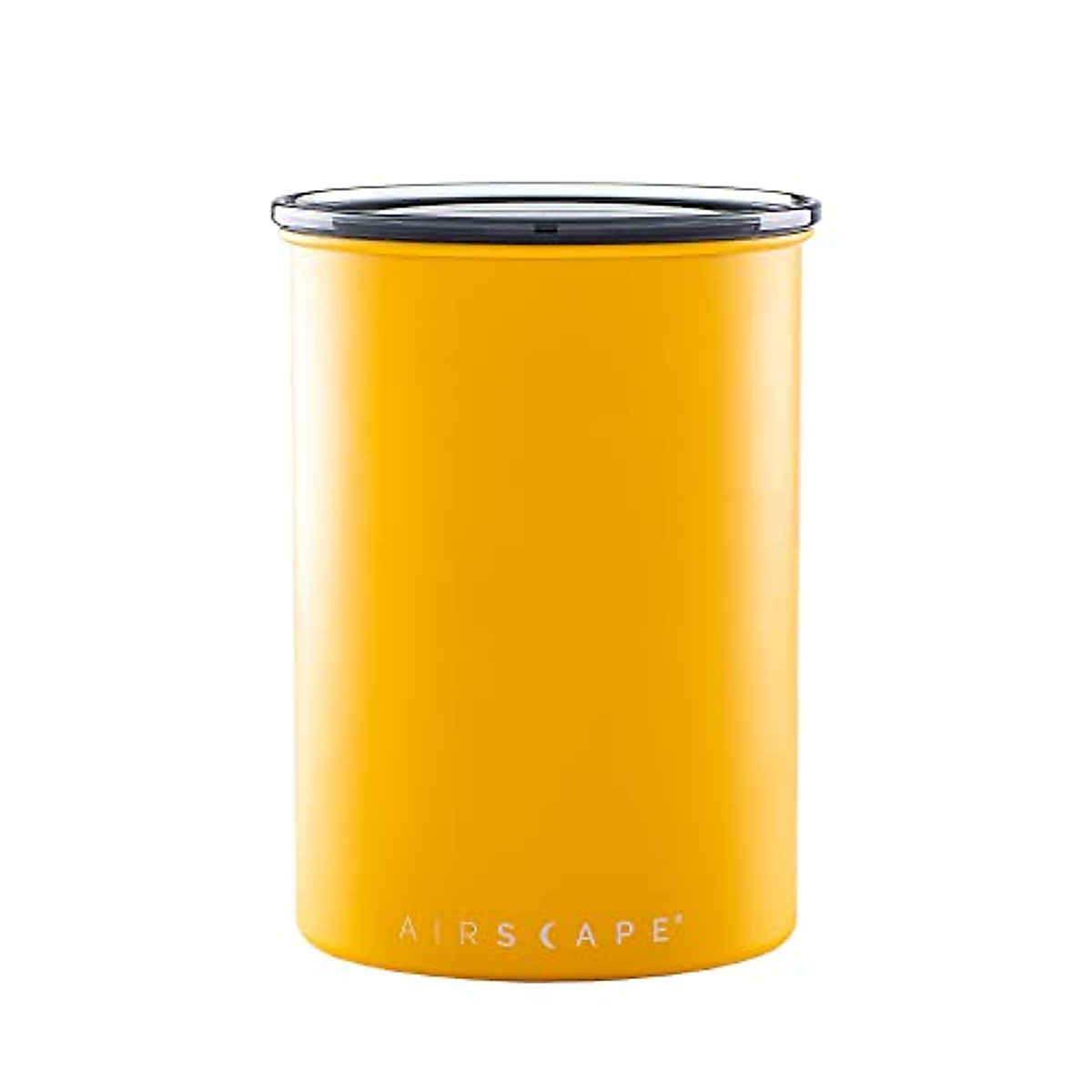 Planetary Design Airscape Stainless Steel Coffee Canister | Food Storage Container | Patented Airtight Lid | Push Out Excess Air Preserve Food Freshness (Medium, Matte Yellow)