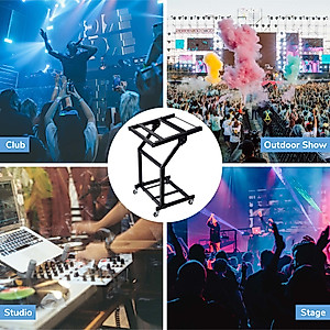 AW 9U DJ Mixer Stand Adjustable Rack Mount Rolling Stage Cart Studio Music Show