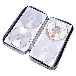 alavisxf xx CD Case, 96 Capacity Hard Plastic CD Holder Protective DVD Disc Storage Case Holder Portable Zipper CD DVD Organizer Storage Wallet for Car Home Travel (96 Capacity, Black)